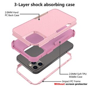 Tksafy Case Designed for iPhone 13 Pro Max, Heavy Duty Shockproof Protective Three Layers Phone Bumper Cover with Full Body Rubber Armor Bumper Dropproof Protection for iPhone 13 Pro Max, Pink