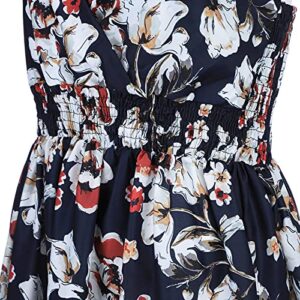 WYTong Women's Petite Dresses Fashion Sexy V-neck High Waist Floral Sling Waist Dress Short Skirt Swing Dress(Black,Small)