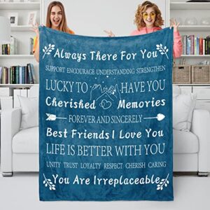 dokeywell best friend birthday gifts for women unique female friendship gifts for bestie fleece throw blanket 50"x60" (seablue)