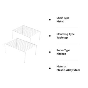 iPEGTOP Set of 2 Kitchen Cupboard Organiser, Freezer Cabinet Shelf Wire Rack, Medium (13 x 9.4 Inch) Rustproof Steel Storage Space Saver Shelves for Countertops Pantries Utensils Countertops -White