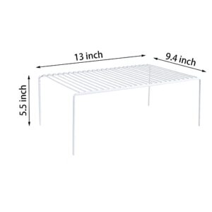 iPEGTOP Set of 2 Kitchen Cupboard Organiser, Freezer Cabinet Shelf Wire Rack, Medium (13 x 9.4 Inch) Rustproof Steel Storage Space Saver Shelves for Countertops Pantries Utensils Countertops -White