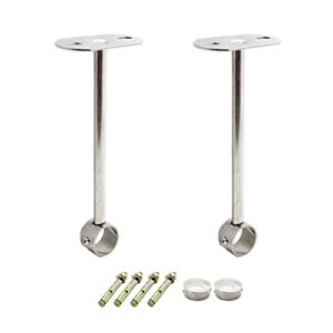 2 pack ceiling mount bracket, stainless steel wardrobe pipe bracket rod holder ceiling holder, ulifestar shower curtain closet wardrobe rod lever support holder pipe flange socket 32x300mm/1.26x12''