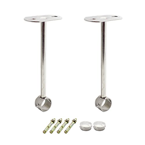 2 Pack Ceiling Mount Bracket, Stainless Steel Wardrobe Pipe Bracket Rod Holder Ceiling Holder, ULIFESTAR Shower Curtain Closet Wardrobe Rod Lever Support Holder Pipe Flange Socket 32x300mm/1.26x12''