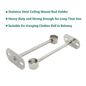 2 Pack Ceiling Mount Bracket, Stainless Steel Wardrobe Pipe Bracket Rod Holder Ceiling Holder, ULIFESTAR Shower Curtain Closet Wardrobe Rod Lever Support Holder Pipe Flange Socket 32x300mm/1.26x12''