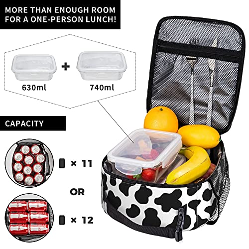 Cow print Portable Lunch Bag cooler bags Insulated Thermal Lunch Tote Box For Women Men Adults Kids Work Travel Picnic