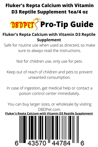 DBDPet 's Bundle with Fluker's Repta Calcium with Vitamin D3 Reptile Supplement 4oz - Includes Attached Pro-Tip Guide