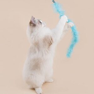 Cat Wand Toys, 3 PCS Interactive Cat Feather Toys Colorful Cat Teaser Wand with Bell for Indoor Cats, Kitties