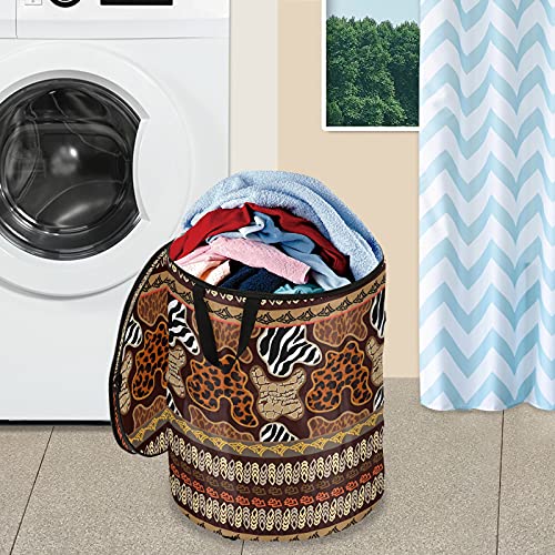 ALAZA 50 L Folding Pop-Up Clothes Hampers, Animal Prints Tiger Stripes Leopard Spots Reptile Skin Snake Wavy Laundry Basket for Room, College Dorm or Travel