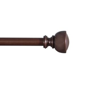 interior living 28-48 in. petite café adjustable knob end curtain rod, 1/2 in. diameter, brown