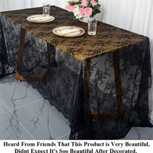 Lace Tablecloth Rectangle 60x120 Black Lace Tablecloth Lace Table Clothes Eyelash Vintage Reusable Table Cloths Lace Tablecloth Floral Embroidered Tablecloth Linen Flower Tablecloth (1, Black)