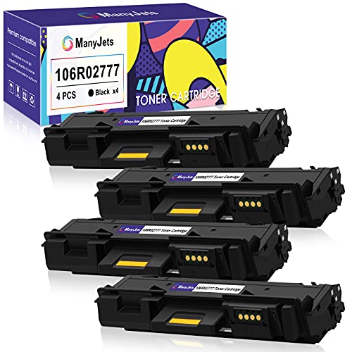 ManyJets 106R02777 Compatible Black Toner Cartridge Replacement for Xerox WorkCentre 3215 3215NI 3225 3225DNI Phaser 3260 3260DI 3260DNI 3052 Printer Toner Cartridge (Black,4-Pack)