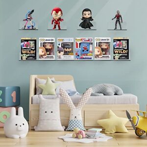 6 Pack Small Acrylic Floating Shelves for Wall, Wall Mounted Hanging Display Shelves for Plants, Funko Pop Figures, Adhesive Shelf for Bedroom, Picture Toy Clear Display Shelf