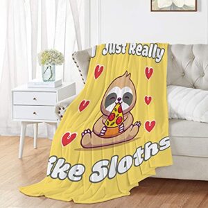 I Just Really Like Sloth Flannel Blanket Plush Throw Fuzzy Lightweight King Size Super Soft for Couch, Bed, Sofa Ultra Luxurious Warm and Cozy for All Seasons 80"x60" for Adult