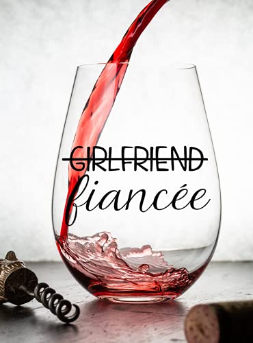 COOL AF Boyfriend and Girlfriend Wine and Whiskey Glass Gift Set - Engagement Gifts for Couples - Fiance Fiancee Gift for Him and Her - His and Hers Glasses For Mr and Mrs Bride and Groom to be