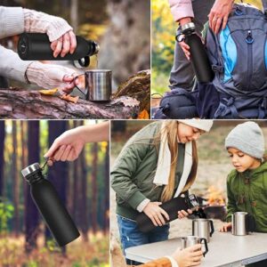 cocomum Stainless Steel Water Bottle|20 oz Vacuum Insulated Water Bottle|Insulated Double Wall Water Bottle Keep Hot & Cold,Leak Proof Sports Bottle,Wide Mouth Lids with Finger Belt-Black