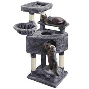 yaheetech 46in cat tree for indoor cats, cat tower with spacious condos, scratching posts & large top plush perch, cat stand house activity tower for cats kittens