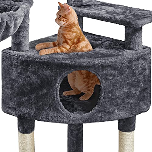 Yaheetech 46in Cat Tree for Indoor Cats, Cat Tower with Spacious Condos, Scratching Posts & Large Top Plush Perch, Cat Stand House Activity Tower for Cats Kittens