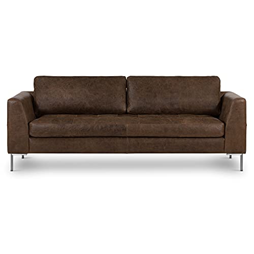 POLY & BARK Calle 90" Sofa, Brown Stone/Brushed Silver