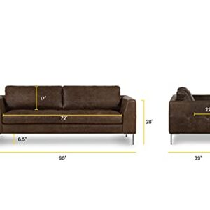 POLY & BARK Calle 90" Sofa, Brown Stone/Brushed Silver