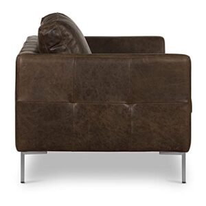 POLY & BARK Calle 90" Sofa, Brown Stone/Brushed Silver