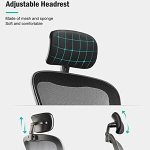 HARBLAND Ergonomic Office Chair, Home Office Desk Chair High Back Chair with Adjustable Headrest Backrest Armrest for Home Office Computer Desk (Black)