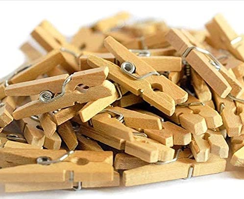 100 Pcs Mini Clothespins, 0.98in (25mm) Natural Wooden Clothespins, Multi-Function Clothespins Paper Photo Pins, Tiny Craft Clips