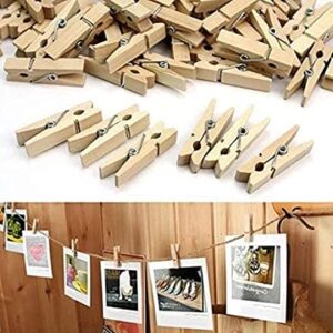 100 Pcs Mini Clothespins, 0.98in (25mm) Natural Wooden Clothespins, Multi-Function Clothespins Paper Photo Pins, Tiny Craft Clips