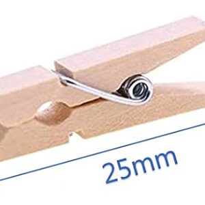 100 Pcs Mini Clothespins, 0.98in (25mm) Natural Wooden Clothespins, Multi-Function Clothespins Paper Photo Pins, Tiny Craft Clips