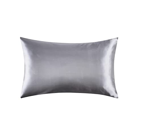 Alexandra's Secret Home Collection Satin Pillowcase for Hair and Skin, Pack of 2 - Feels Like Real Silk Pillow Cover - Satin Pillow Cases Set of 2 with Zipper Closure (Charcoal, Standard)