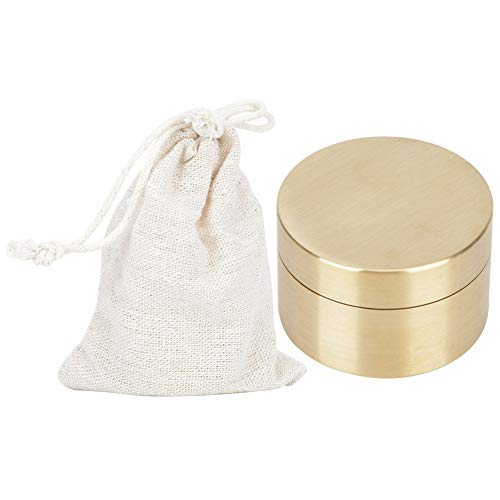 Alvinlite Jewelry Box, Round Jewelry Organizer Brass Storage Container Metal Pill Container Storage Box with Lid for Ring Necklace Earrings Gold(M)