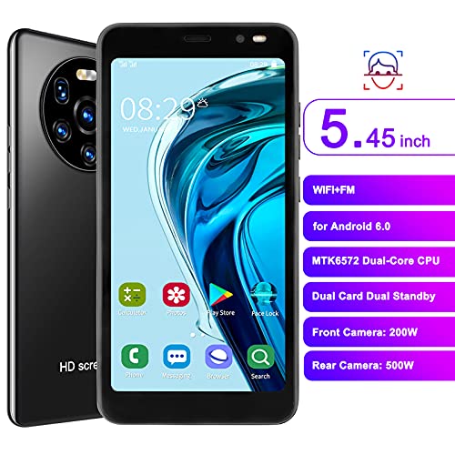 Zyyini 5.45 Inch Smart Phone, HD Smartphone Unlocked, Mate40 Pro Cell Phone, Full Screen Phone, Dual Card Dual Standby, Face Recognition, Dual Core CPU, for Android 6.0