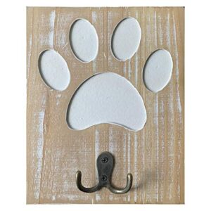 dwellington wood dog leash holder farmhouse wall mounted leash hooks dog paw leash hanger key hook