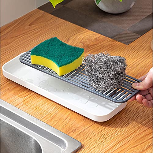 Lletfun Kitchen Caddy Sponge Sink Organizer Drain Tray for Countertop | Sponge or Soap Holder(11.9x3.94 inch)