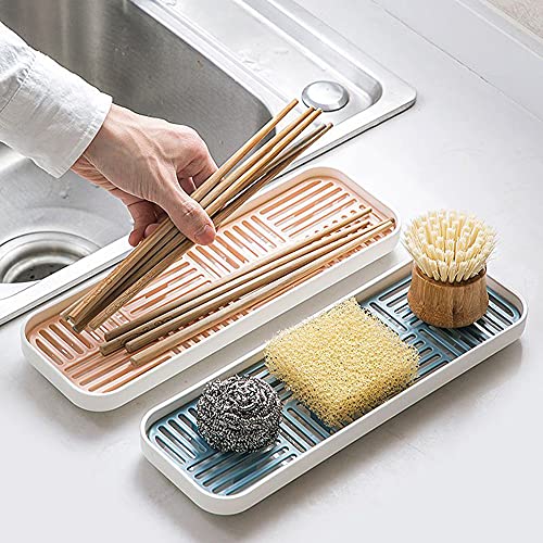 Lletfun Kitchen Caddy Sponge Sink Organizer Drain Tray for Countertop | Sponge or Soap Holder(11.9x3.94 inch)