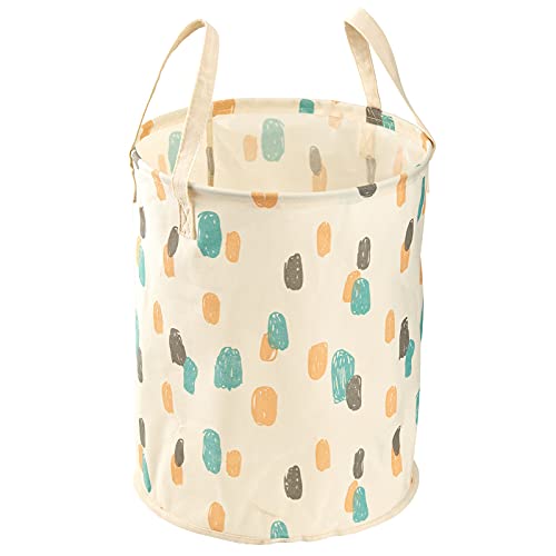 Collapsable Canvas Fabric Laundry Baskets,Clothes Hamper for Kids Bedrooms,Dirty Laundry Basket with Easy Carry Handles for Clothes Toys Collection,17.3(H)X13.8(D)