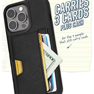 Smartish iPhone 13 Pro Wallet Case - Wallet Slayer Vol. 2 [Slim + Protective] Credit Card Holder with Kickstand - Black Tie Affair