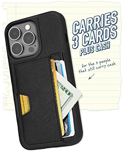 Smartish iPhone 13 Pro Wallet Case - Wallet Slayer Vol. 2 [Slim + Protective] Credit Card Holder with Kickstand - Black Tie Affair