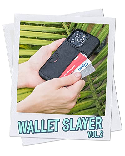 Smartish iPhone 13 Pro Wallet Case - Wallet Slayer Vol. 2 [Slim + Protective] Credit Card Holder with Kickstand - Black Tie Affair