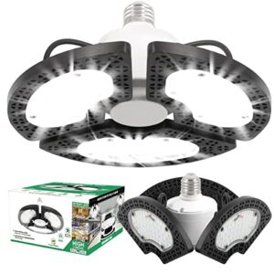 zjojo garage light 2 pack 80w 9600lm led shop light 6000k,garage lights ceiling led with 3 adjustable panels,shop lights for garage led super bright,e26 base ideal for workshop/attic/barn/basement