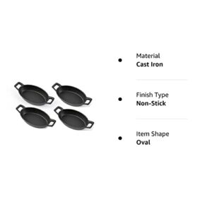 HAWOK Cast Iron Mini Oval Serving Dish 6.1 inchx 3.85 inch set of 4……