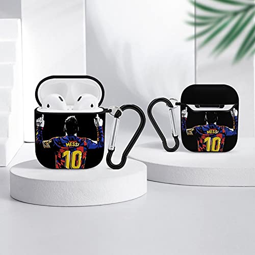 Apple Bluetooth Headset Cover Football Player Soccer Superstar Messi AirPods Case 1&2 comes with a key chain, compatible with wired charging, personalized and customized patterned prints, and shock-re