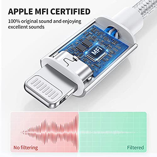 [Apple MFi Certified] 2 Pack Lightning to 3.5mm Headphones Adapter for iPhone 2 in 1 Aux Audio+Charge iPhone Splitter Compatible with iPhone 14/13/12/11/XS/XR/X/8/7/iPad/iPod Support All iOS System