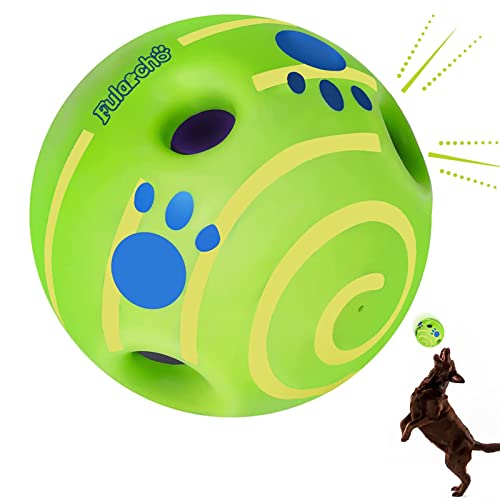 PAEYOOR Giggle Ball for Dogs,Interactive Dog Toys Wobble Wag Wiggly Giggly Active Rolling Ball Funny Sounds,Durable Safe Dog Toy Balls Birthday Gift for Large Medium Dogs,Green,5.5inch