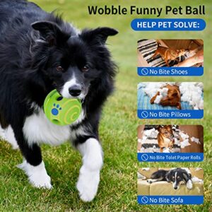 PAEYOOR Giggle Ball for Dogs,Interactive Dog Toys Wobble Wag Wiggly Giggly Active Rolling Ball Funny Sounds,Durable Safe Dog Toy Balls Birthday Gift for Large Medium Dogs,Green,5.5inch