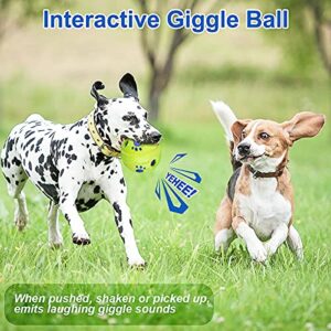 PAEYOOR Giggle Ball for Dogs,Interactive Dog Toys Wobble Wag Wiggly Giggly Active Rolling Ball Funny Sounds,Durable Safe Dog Toy Balls Birthday Gift for Large Medium Dogs,Green,5.5inch