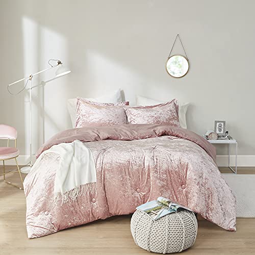 Comfort Spaces Juliette Luxe Comforter Set Velvet Lush with Soft Brushed Microfiber Reverse, All Season and Cozy Bedding, Matching Sham, Blush Comforter Set King/Cal King 3 Piece