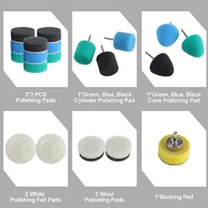 AuInLand Mini Detail Polisher Pads 1 Inch Buffing Pad Kit Car Detailing Drill Polish Pads Auto Polisher Machine Set