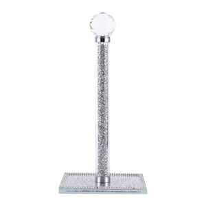 paper towel roll holder countertop, stand tissue holder, freestanding holder fit for 11 inches paper towel, filled with sparkly crystal crushed diamonds for kitchen/bathroom/bedroom/office (silver)