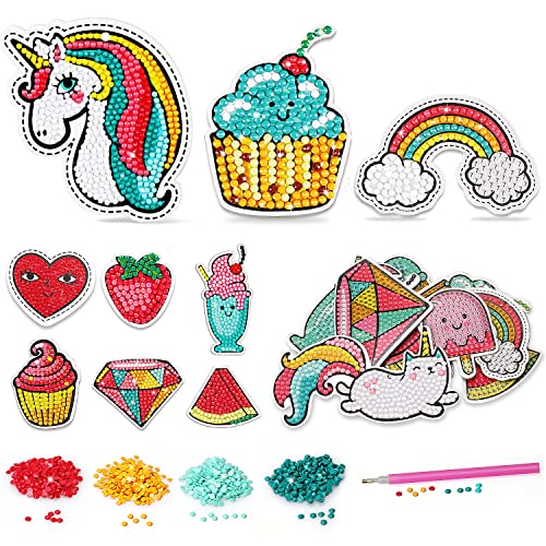 TOY Life Diamond Painting Kit For Kids with Keychains, Crafts for Girls Ages 8-12, Diamond Art for Kids, Diamond Dot Gem Art Kits for Kids, Kids Arts and Crafts for Kid Ages 8-12, Unicorn Painting Kit