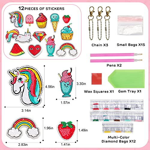 TOY Life Diamond Painting Kit For Kids with Keychains, Crafts for Girls Ages 8-12, Diamond Art for Kids, Diamond Dot Gem Art Kits for Kids, Kids Arts and Crafts for Kid Ages 8-12, Unicorn Painting Kit